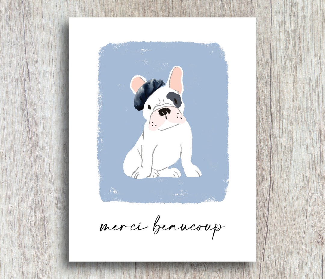 Merci Beaucoup Frenchie Thank You Card: Dog Lover Gift - Etsy