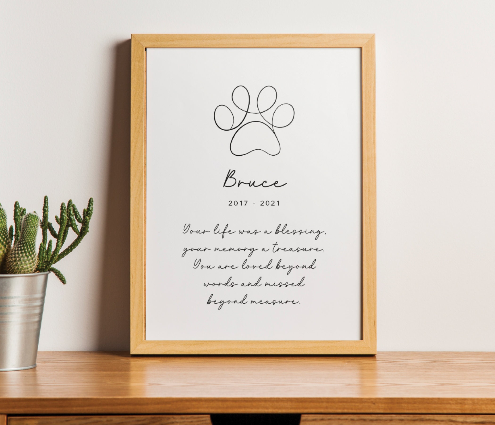 Custom Pet Memorial Print | Pet Memorial Quote Wall Art | Personalized ...