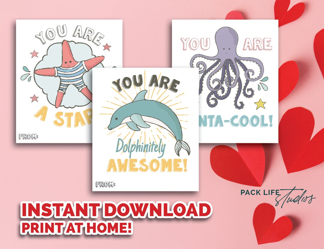 6 Instant Download Nautical Printable Valentine's Day Cards Classroom ...