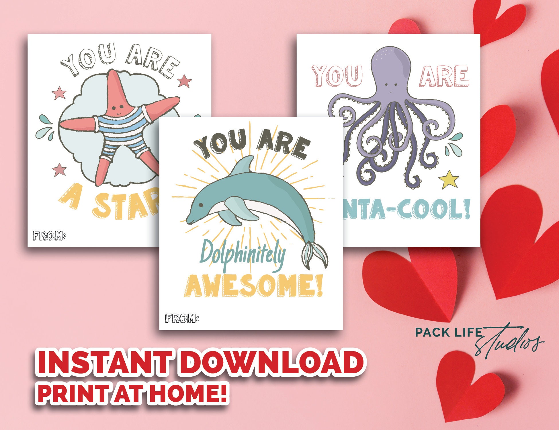 6 Instant Download Nautical Printable Valentine's Day Cards Classroom ...