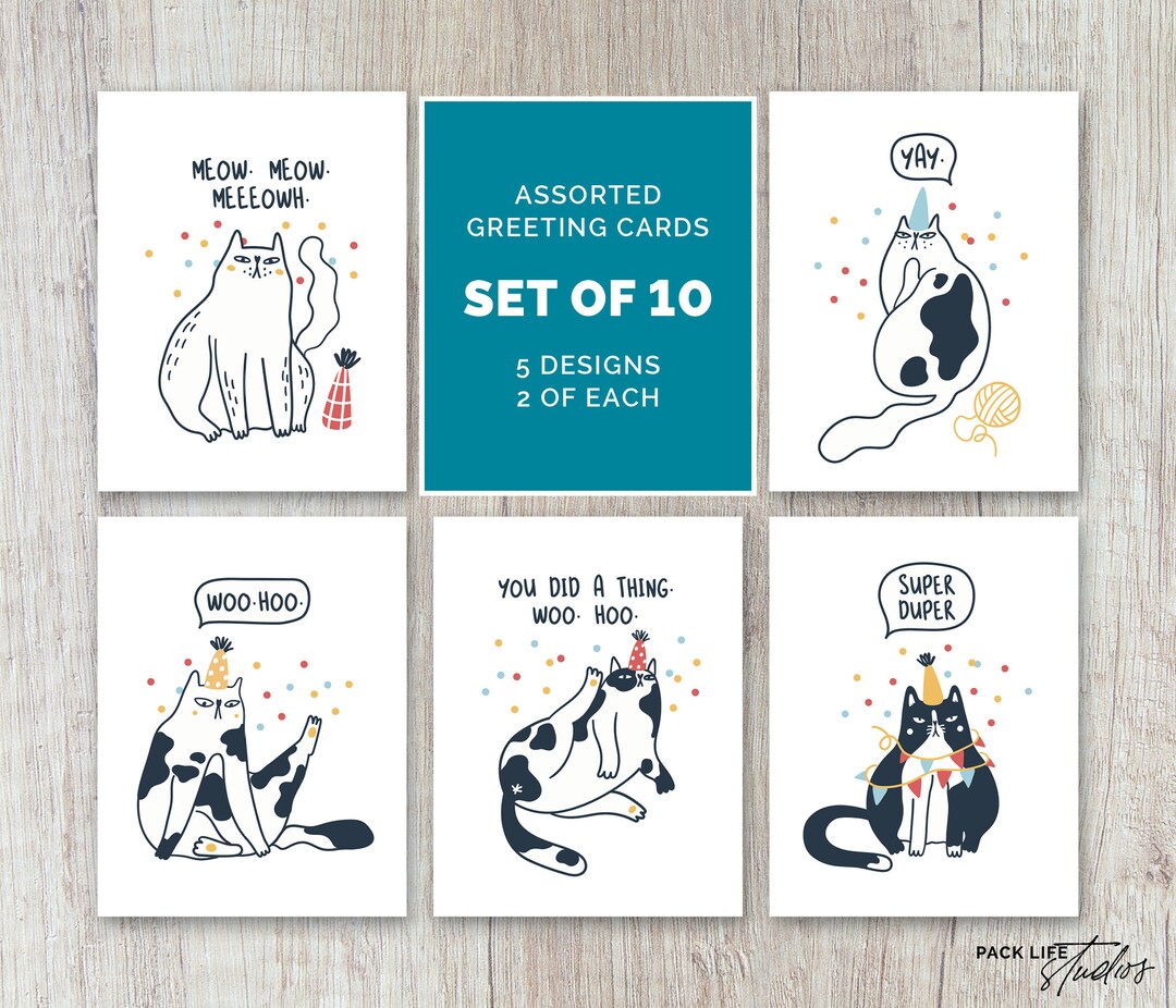 Grumpy Cat Celebration Greeting Card Set | Set of 10 Cards and ...