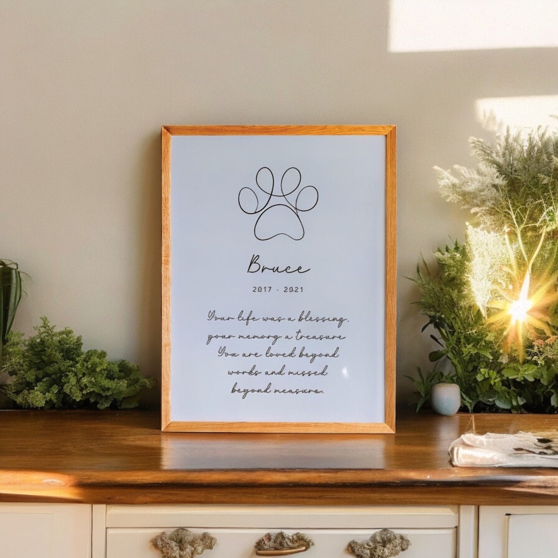 Custom Pet Memorial Print Pet Memorial Quote Wall Art Personalized Pet ...