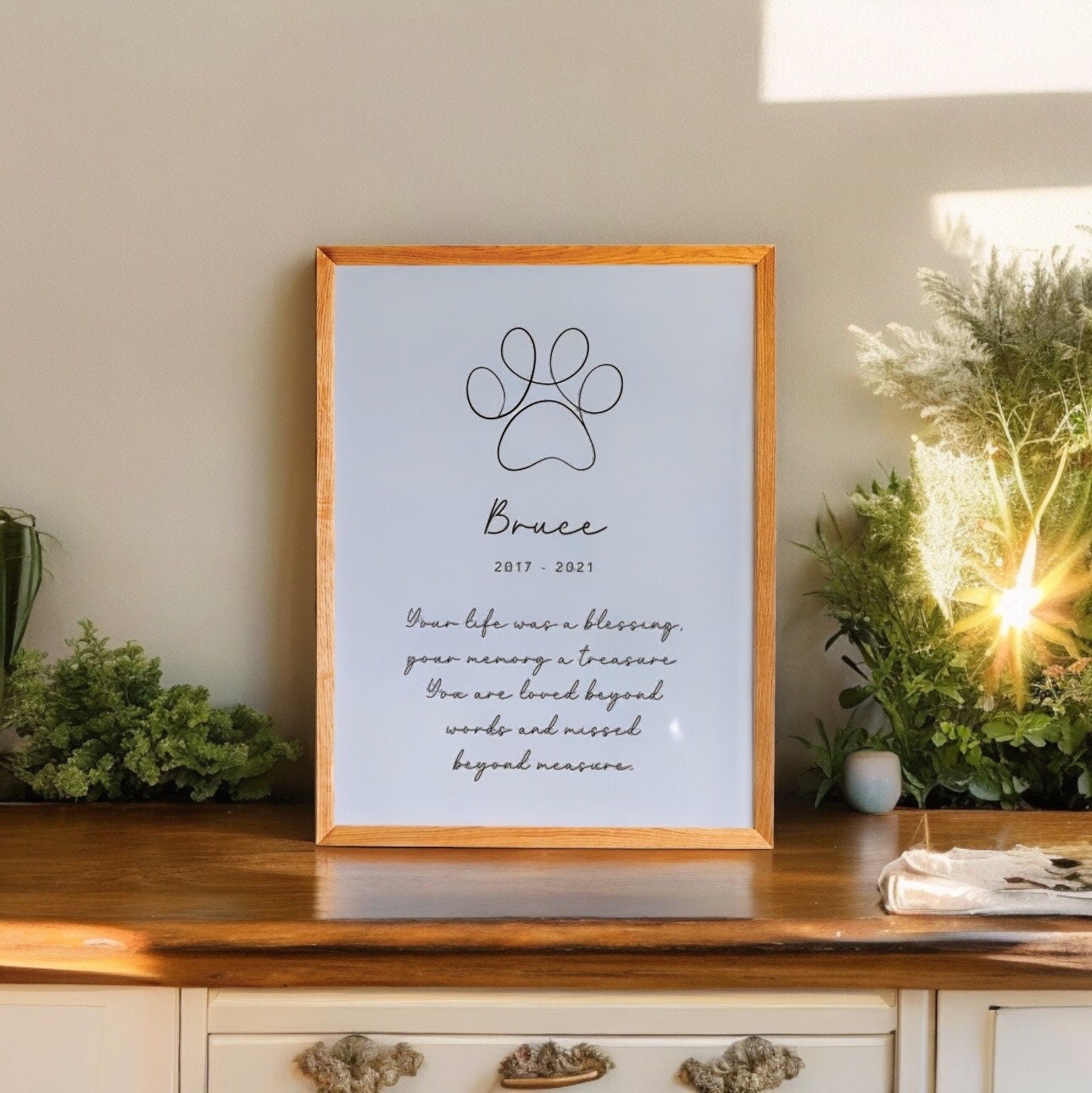 Custom Pet Memorial Print | Pet Memorial Quote Wall Art | Personalized ...
