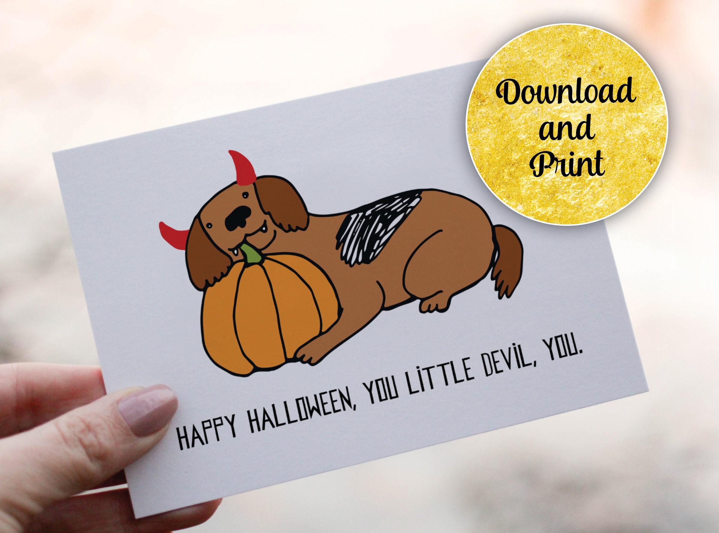 Funny Dog Halloween Card | Happy Halloween You Little Devil | Dog Lover ...