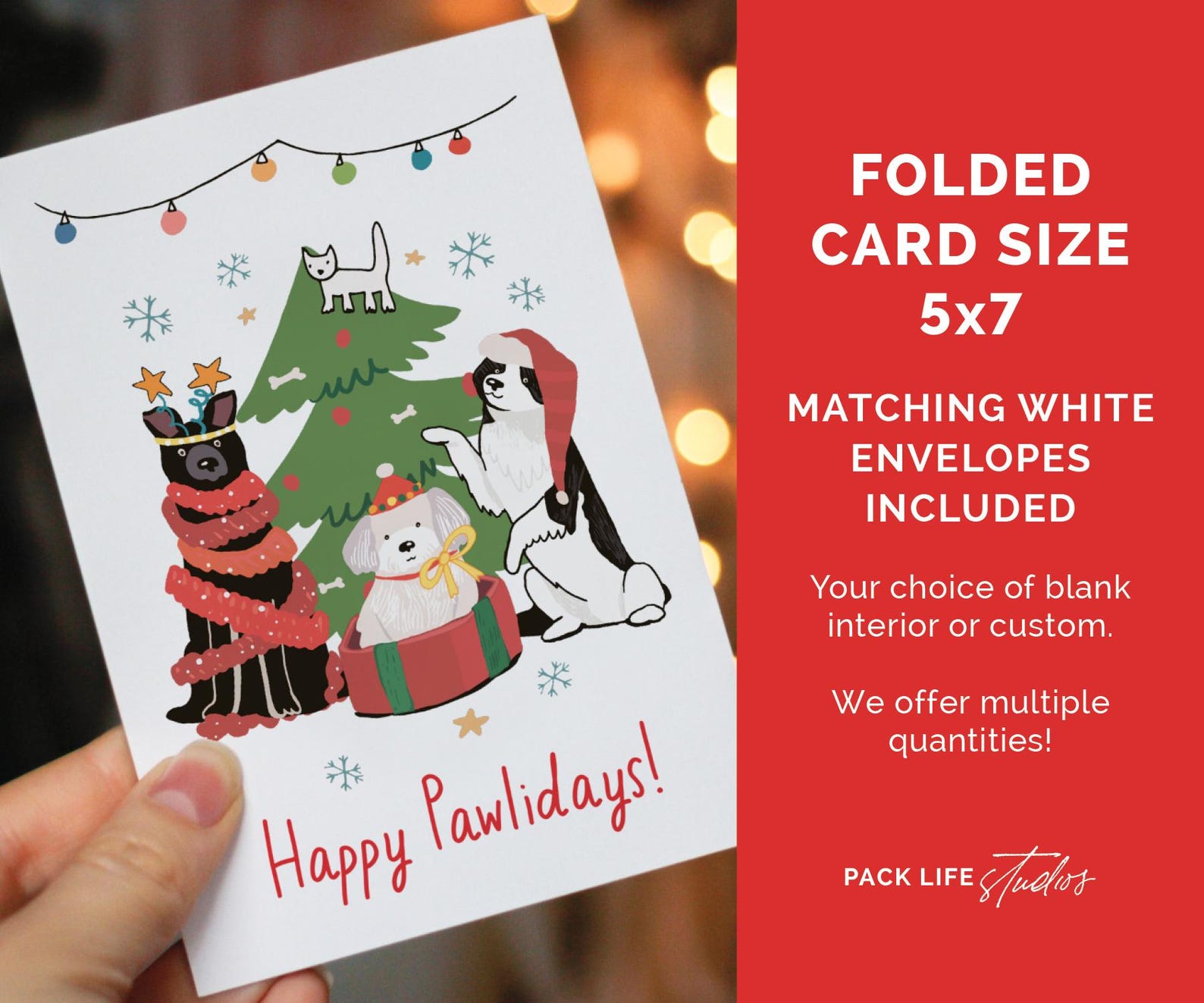 Happy Pawlidays Christmas Card: Pet Lover Holiday Greeting - Etsy