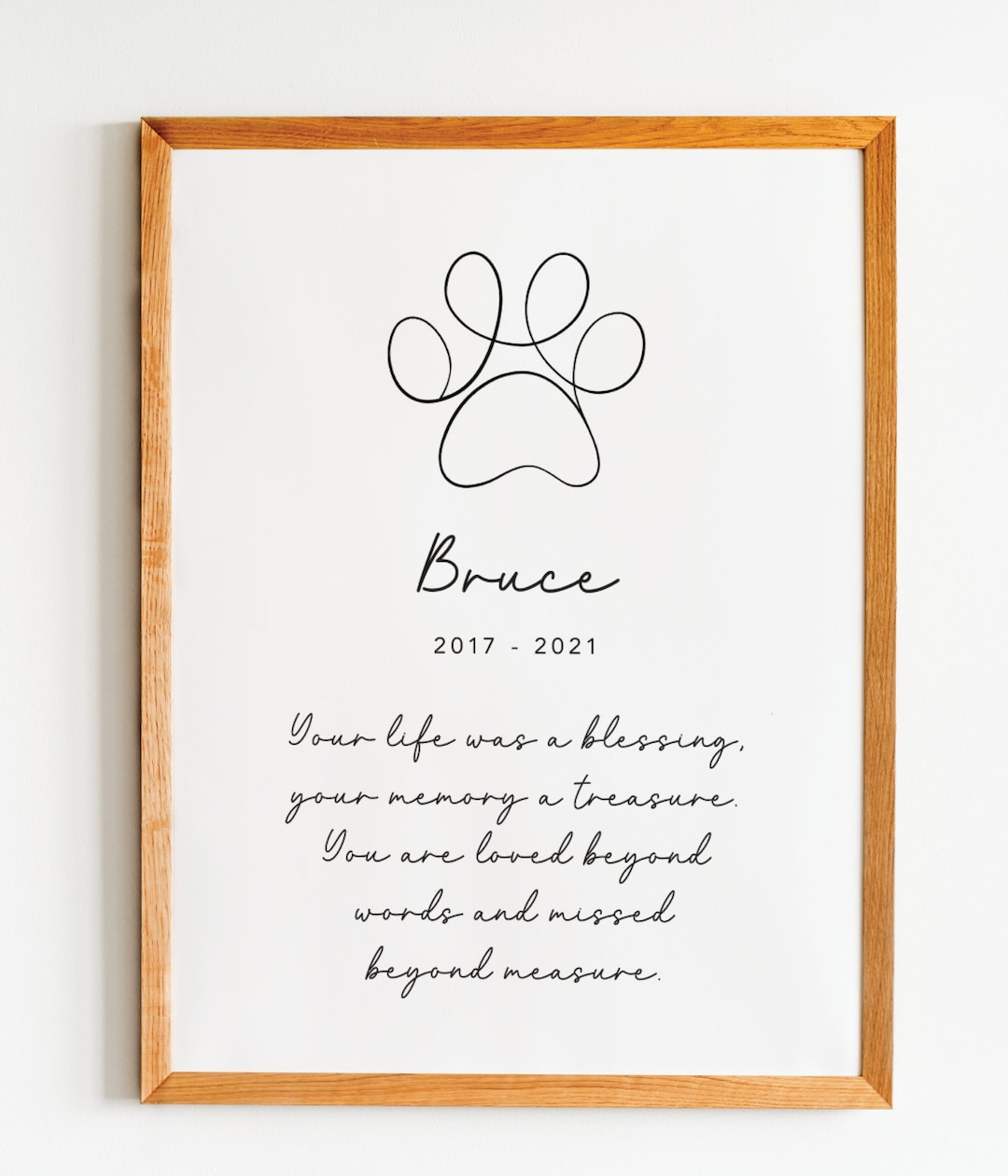 Custom Pet Memorial Print | Pet Memorial Quote Wall Art | Personalized ...