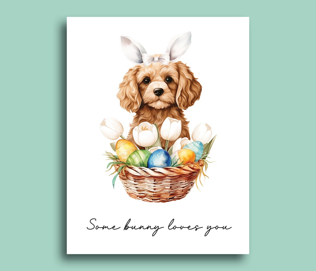 Cavapoo Easter Greeting Card | Some Bunny Loves You | Springtime Dog ...
