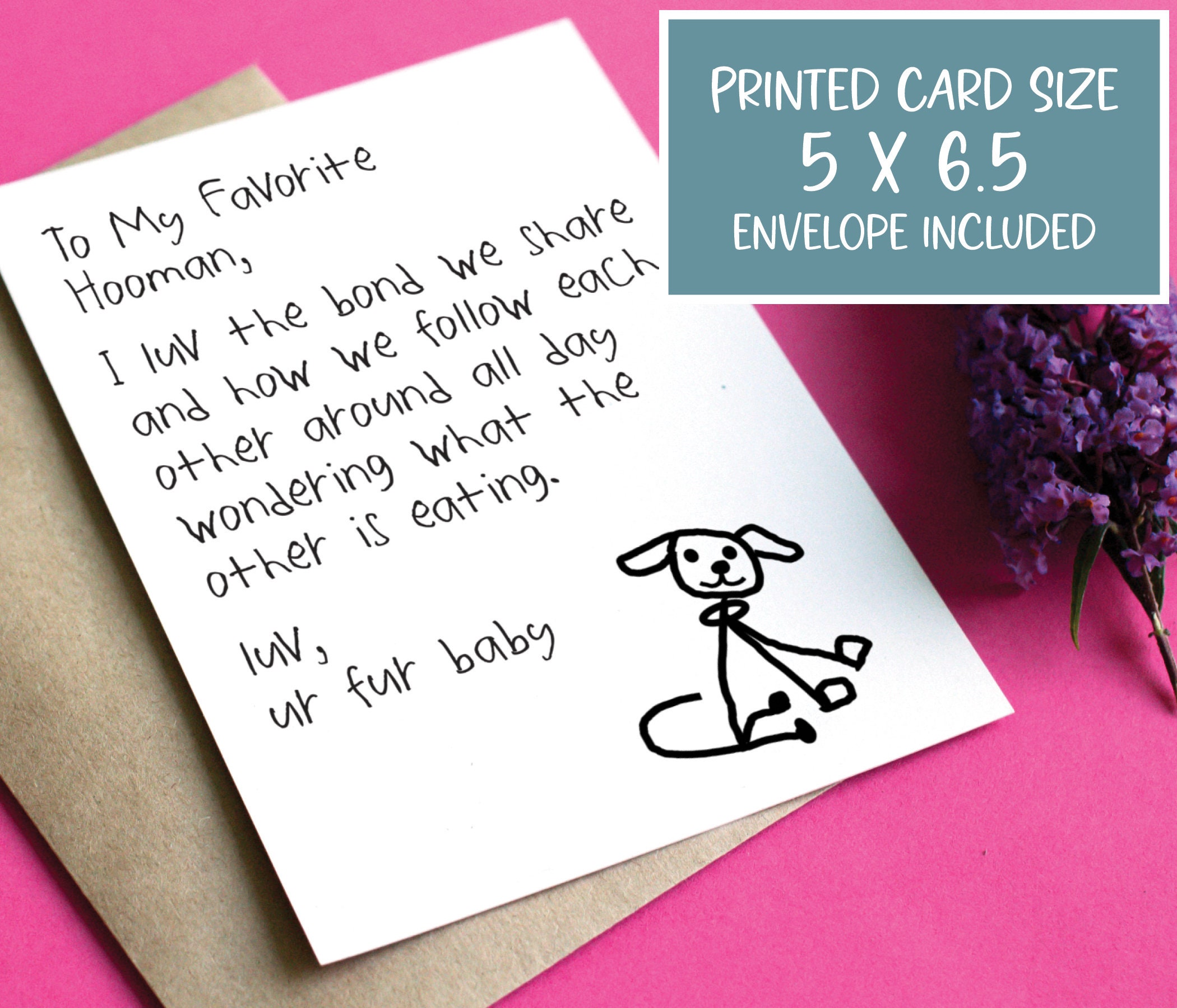 Greeting Card From the Dog | Favorite Hooman Gift | Handwritten Letter ...