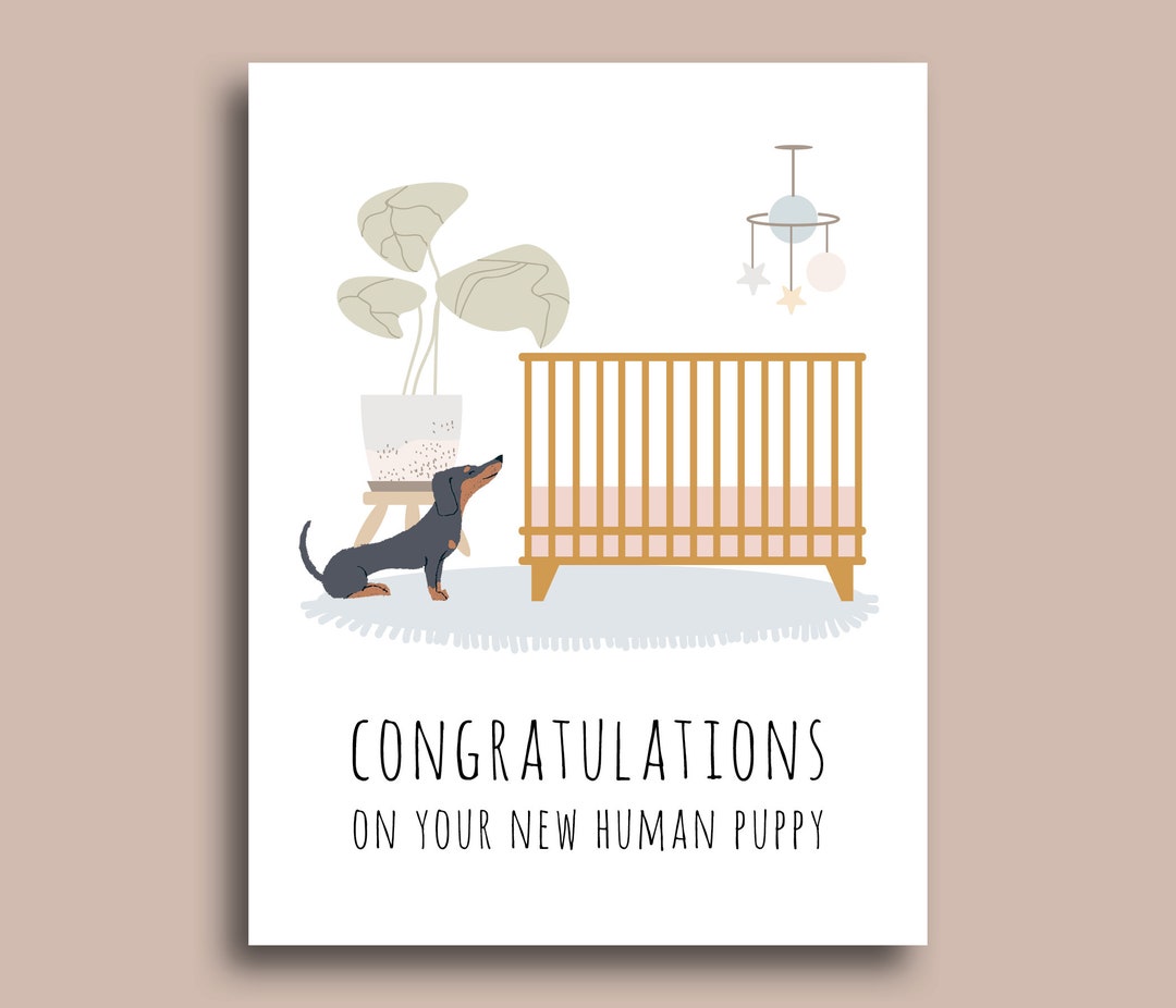 Congratulations on Your New Human Puppy | Baby Shower Card | Card for ...