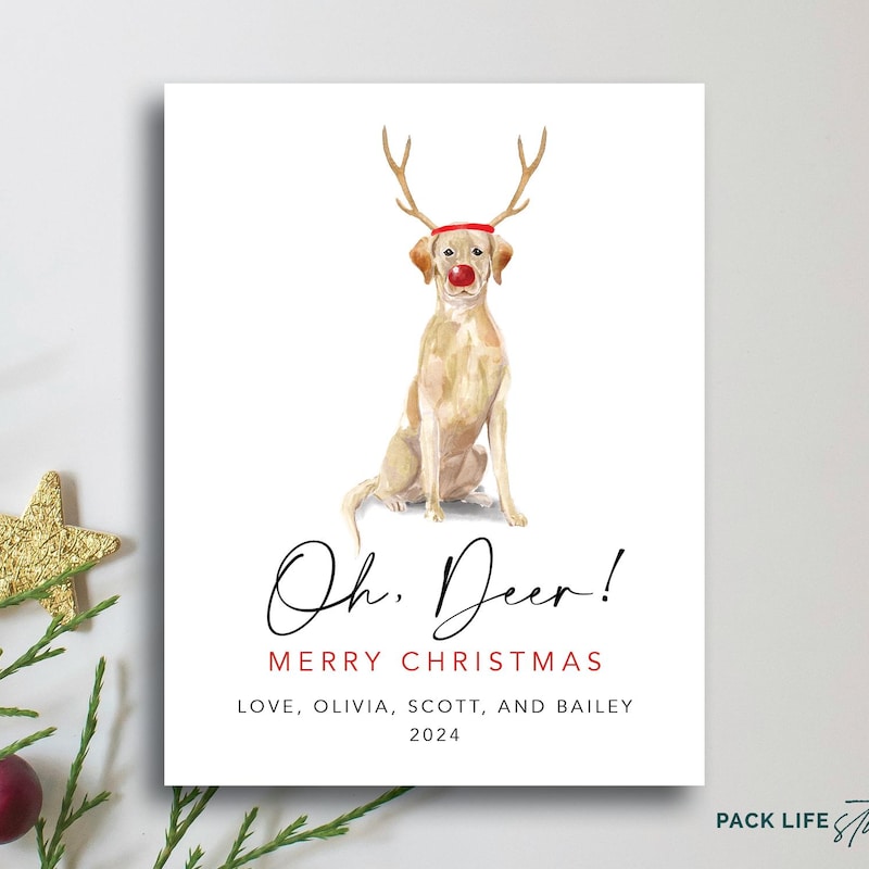 Deer Christmas Card - Etsy
