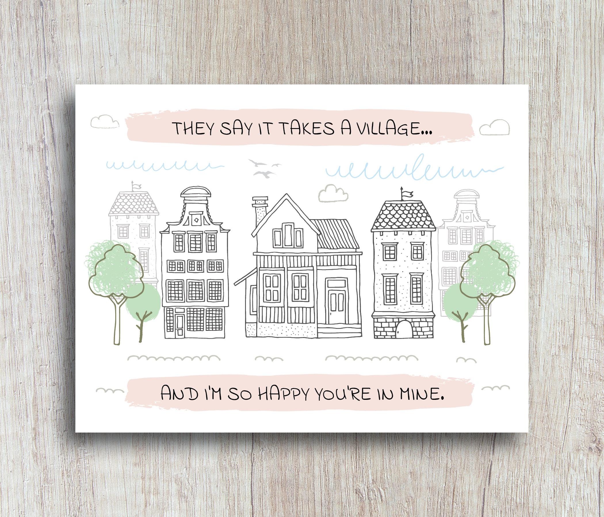 They Say It Takes a Village Heartfelt Thank You Card for Friends ...