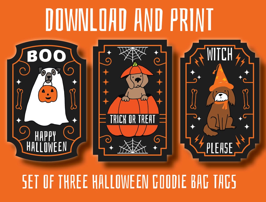 Halloween Printable Gift Tags Set of 3 Dog Lovers Trick or Treat Tags ...