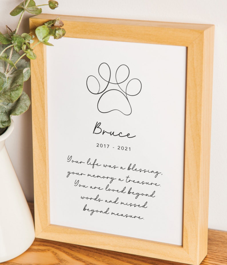 Custom Pet Memorial Print | Pet Memorial Quote Wall Art | Personalized ...