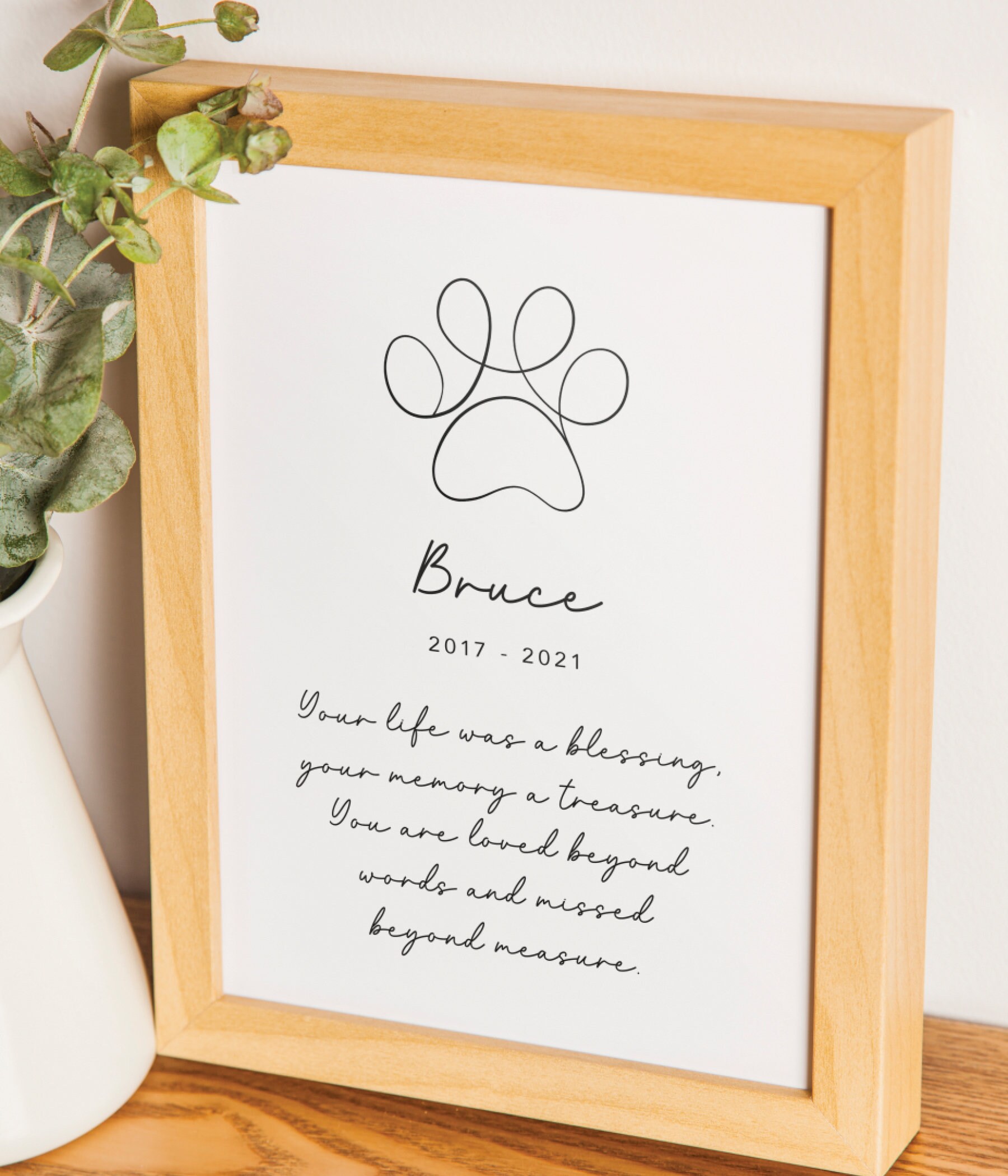 Custom Pet Memorial Print | Pet Memorial Quote Wall Art | Personalized ...