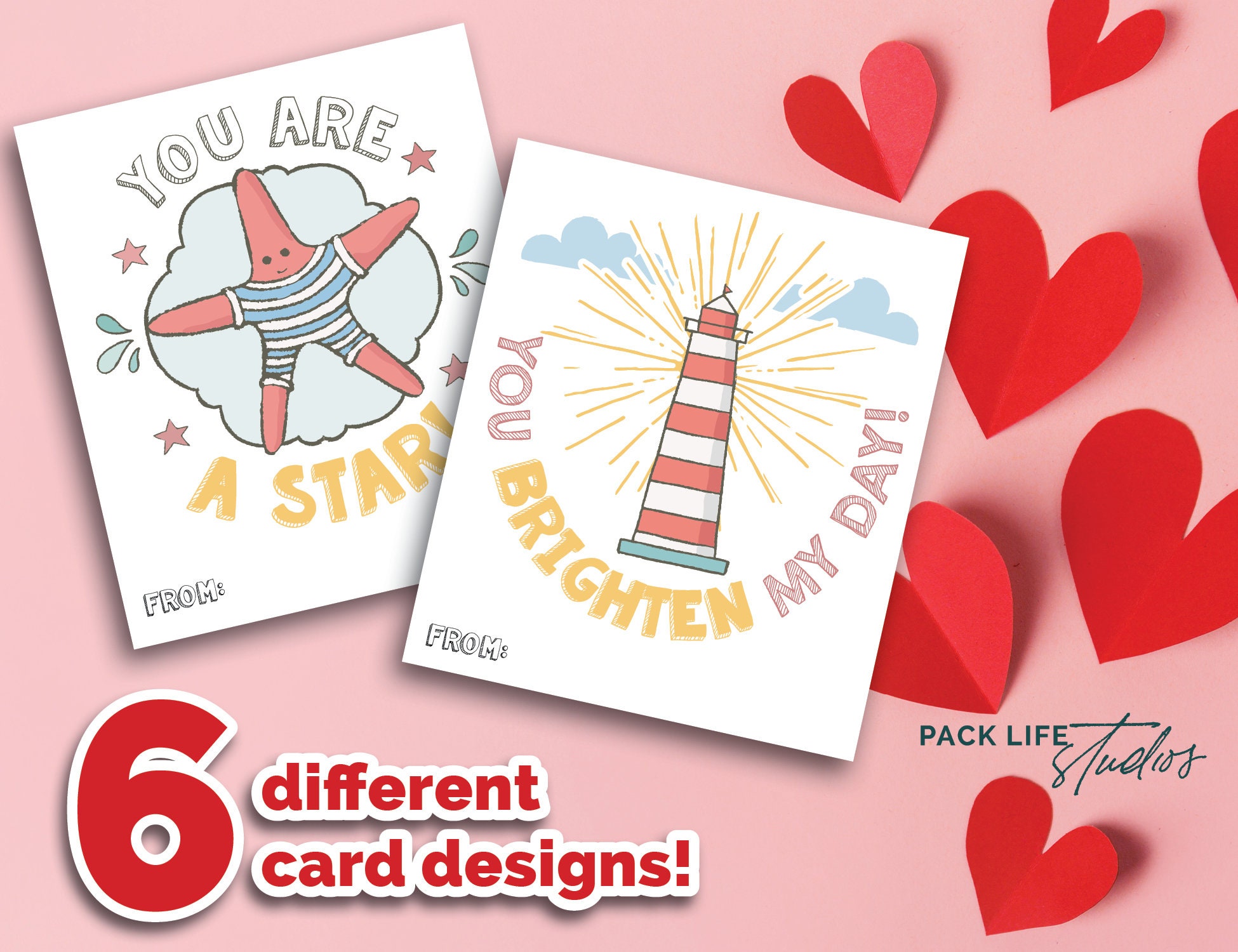 6 Instant Download Nautical Printable Valentine's Day Cards Classroom ...