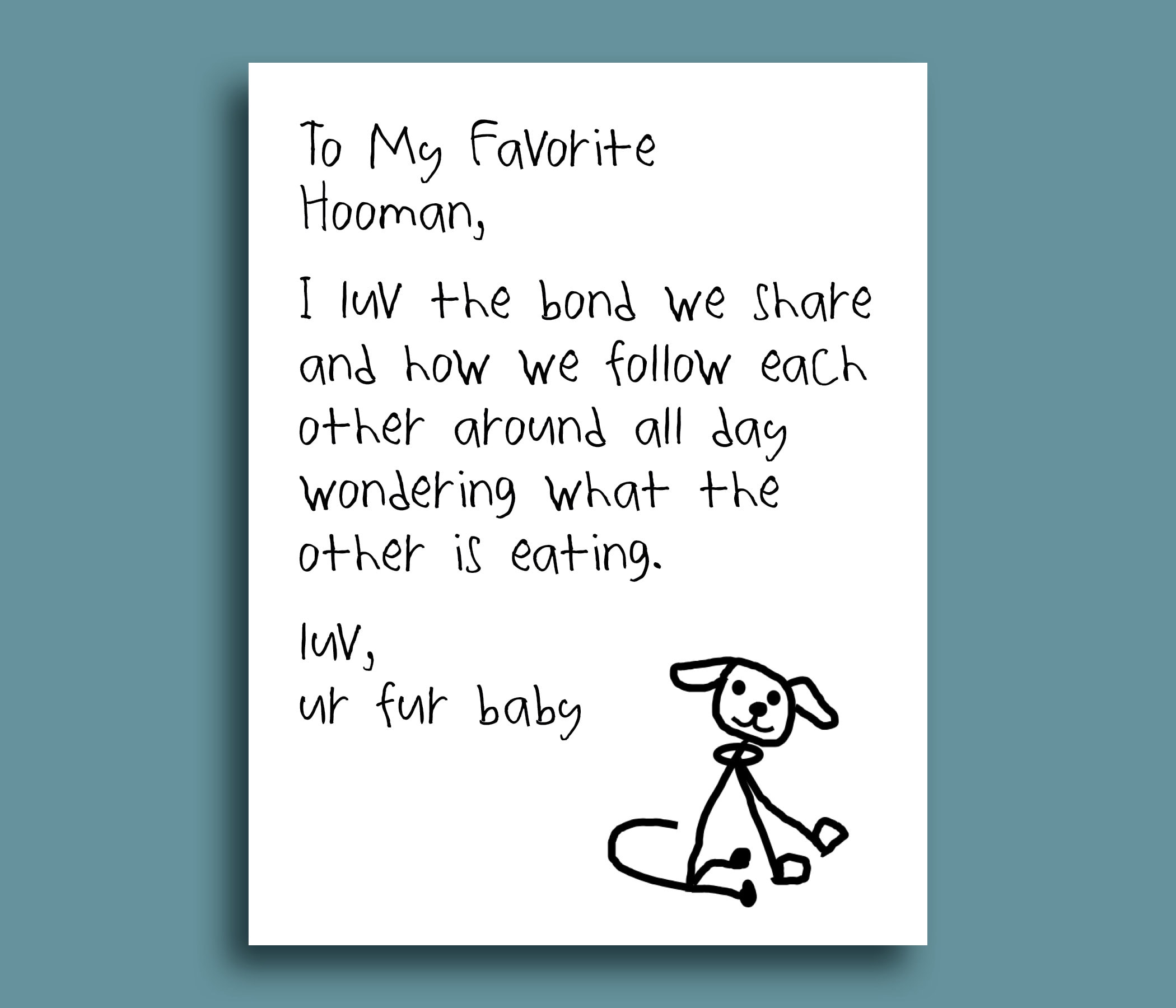 Greeting Card From the Dog | Favorite Hooman Gift | Handwritten Letter ...