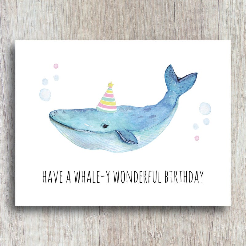 Whale Happy Birthday Card - Etsy