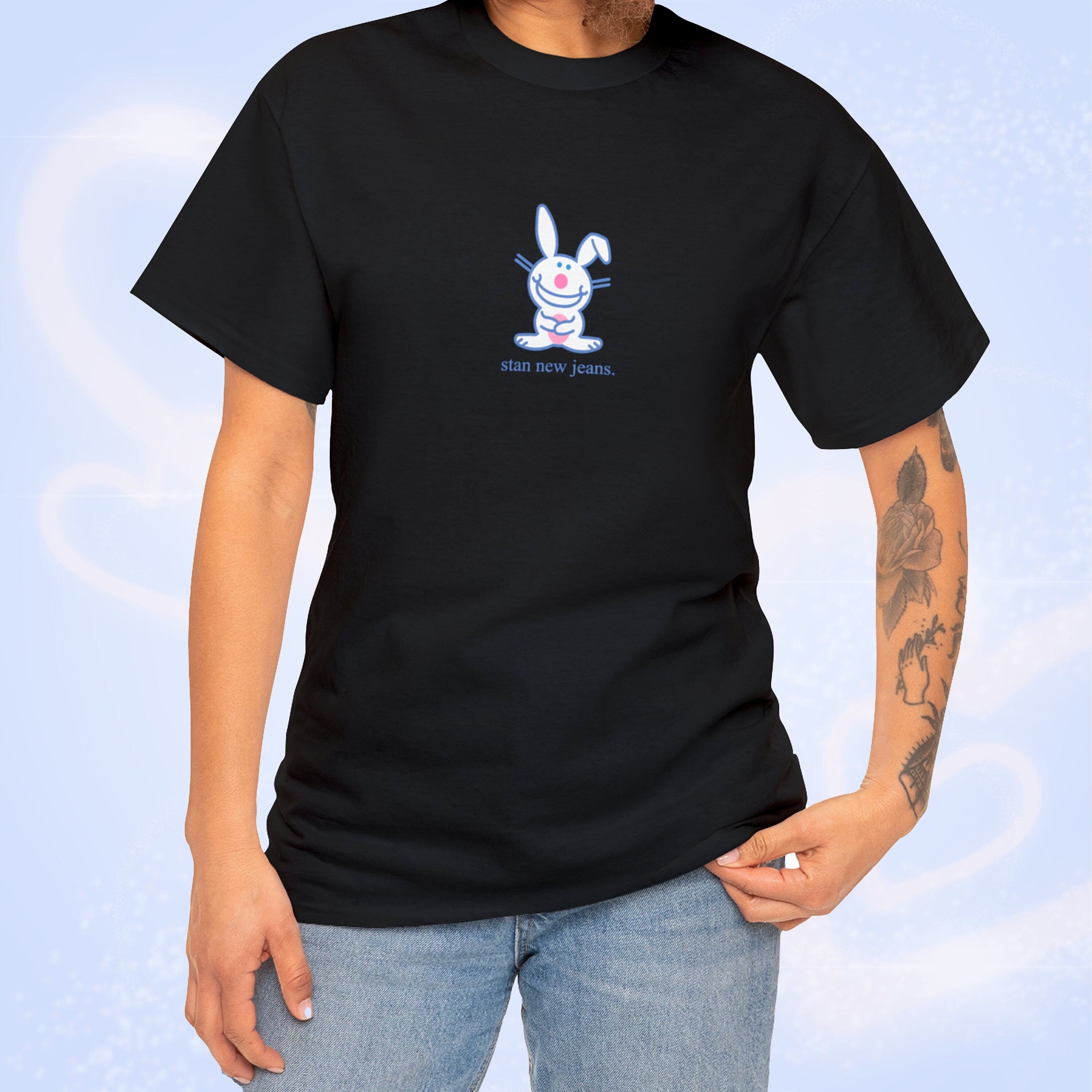 NEW JEANS Happy Bunny "stan New Jeans" Y2k Funny Ironic Retro Bootleg T ...