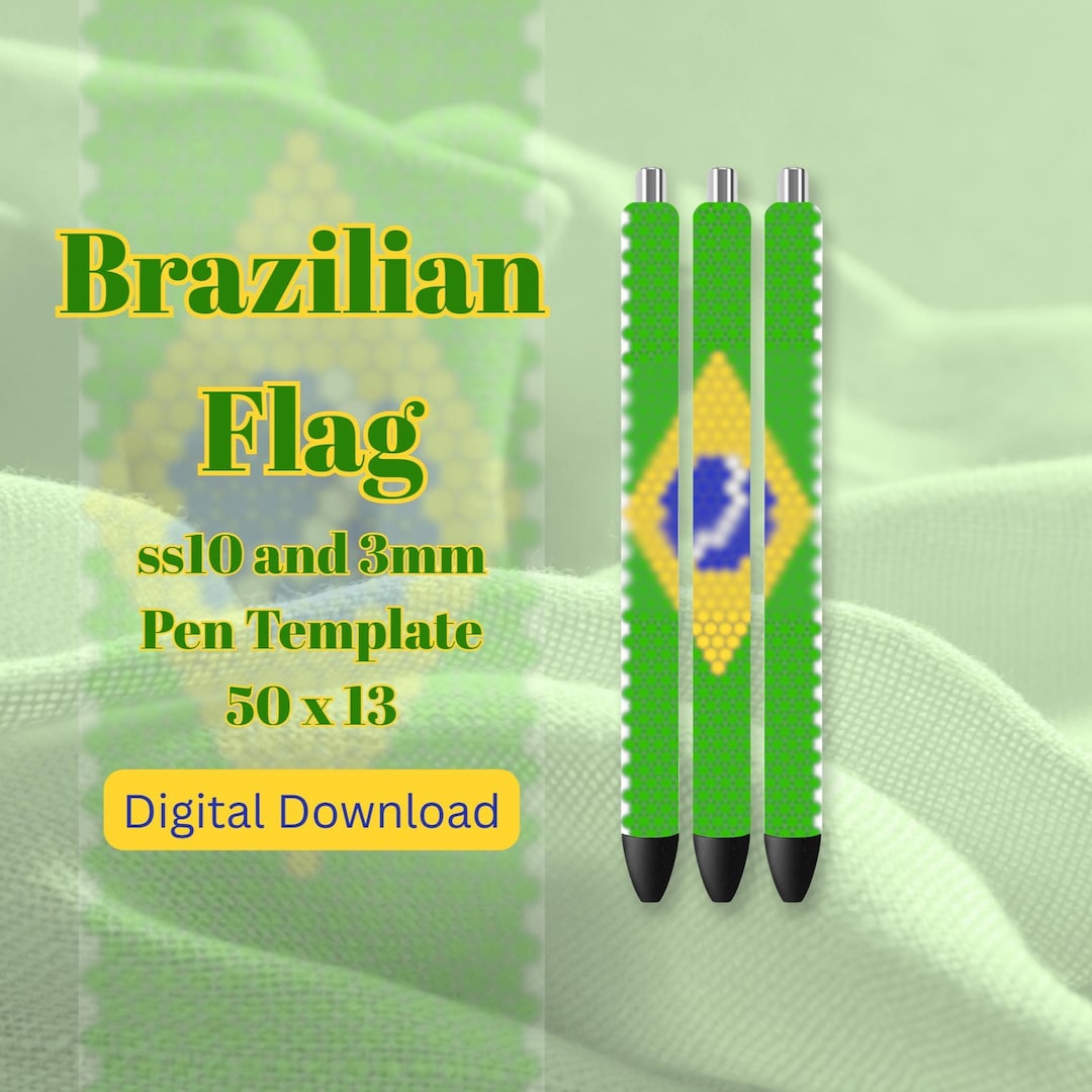 Brazilian Flag Pen Template | Rhinestone Template | Ss10 and 3mm ...