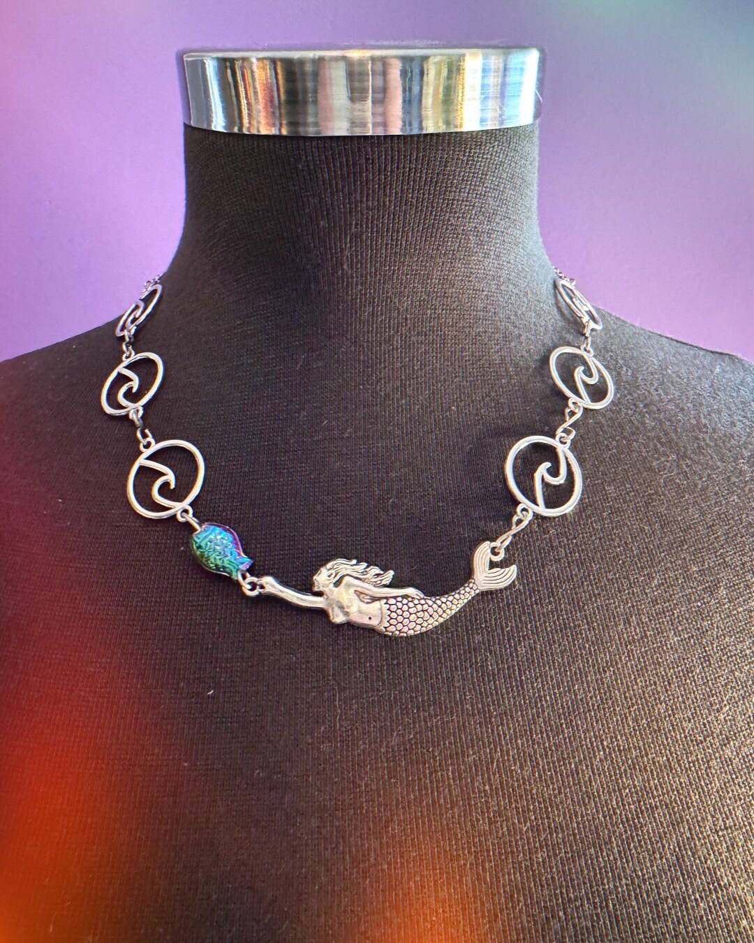 Traditional Mermaid Stainless Steel Necklace With Your Choice of Bead ...