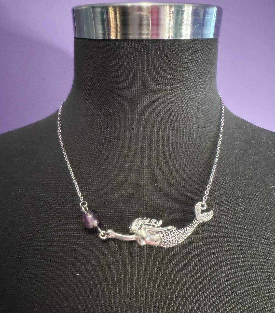 Traditional Mermaid Stainless Steel Necklace With Your Choice of Bead ...