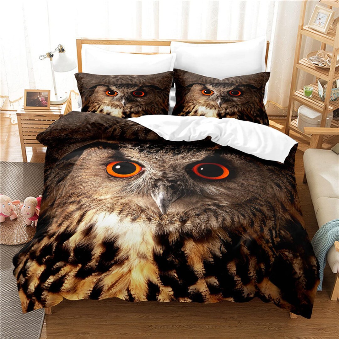 Owl Bedding Set Eith Pillow Case Duvet Cover Fun Cool Bedding - Etsy ...