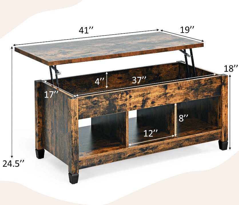 Rustic Coffee Table, Lift-top Living Room Table, Stylish Storage ...