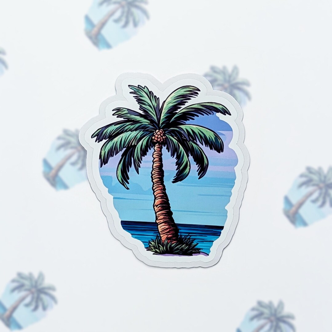 Palm Tree Vinyl Sticker - Etsy