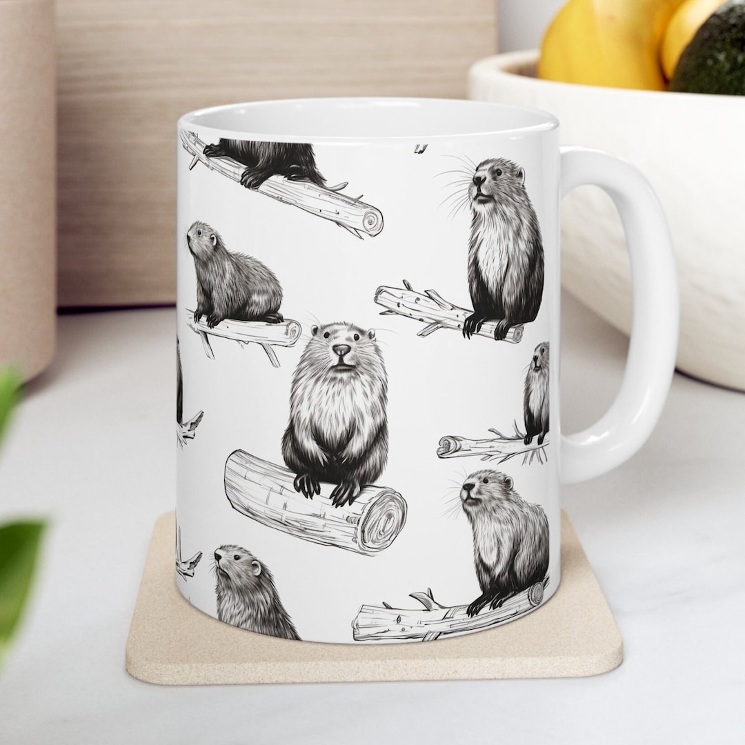 Beaver Pattern Mug | Funny Beaver Mug Animal Lover Mug Funny Beaver ...