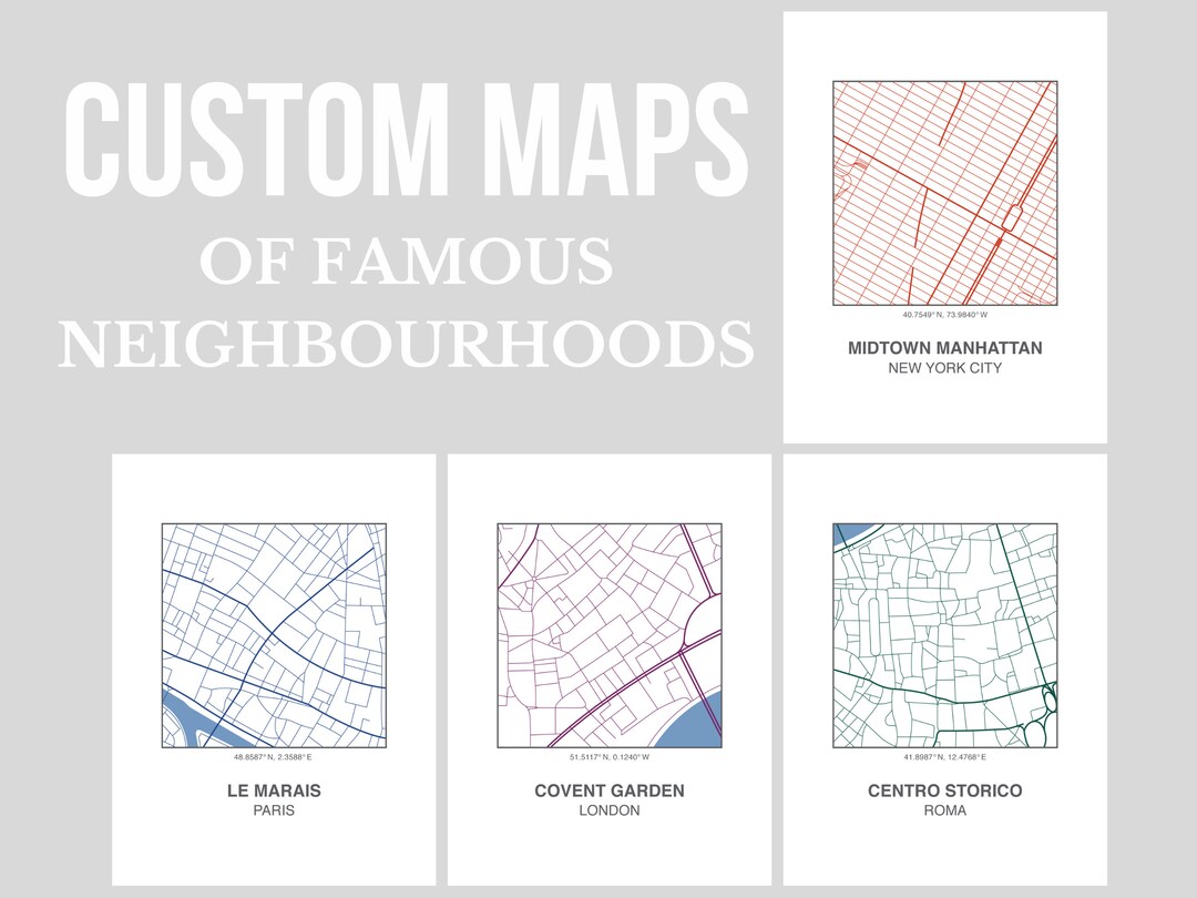 4 Maps of World Famous Neighbourhoods - Etsy