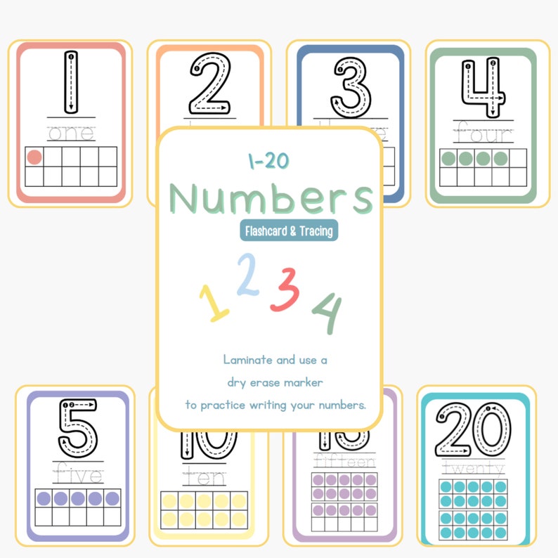 Number Flashcards and Tracing Practice - Etsy