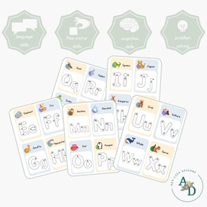 Animal Alphabet Flashcards and Tracing Practice - Etsy