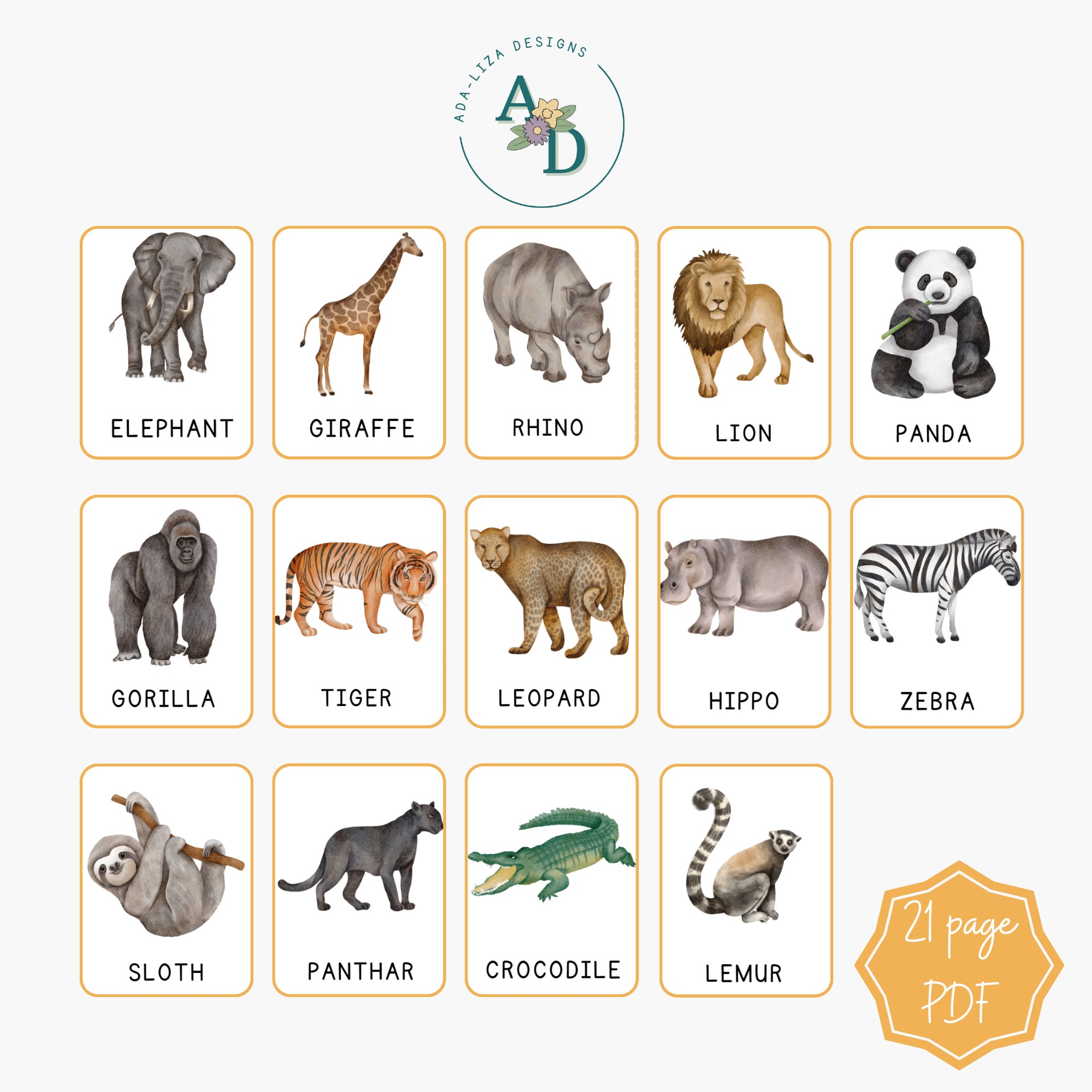 Toddler/pre-k Zoo Animal Flashcards - Etsy