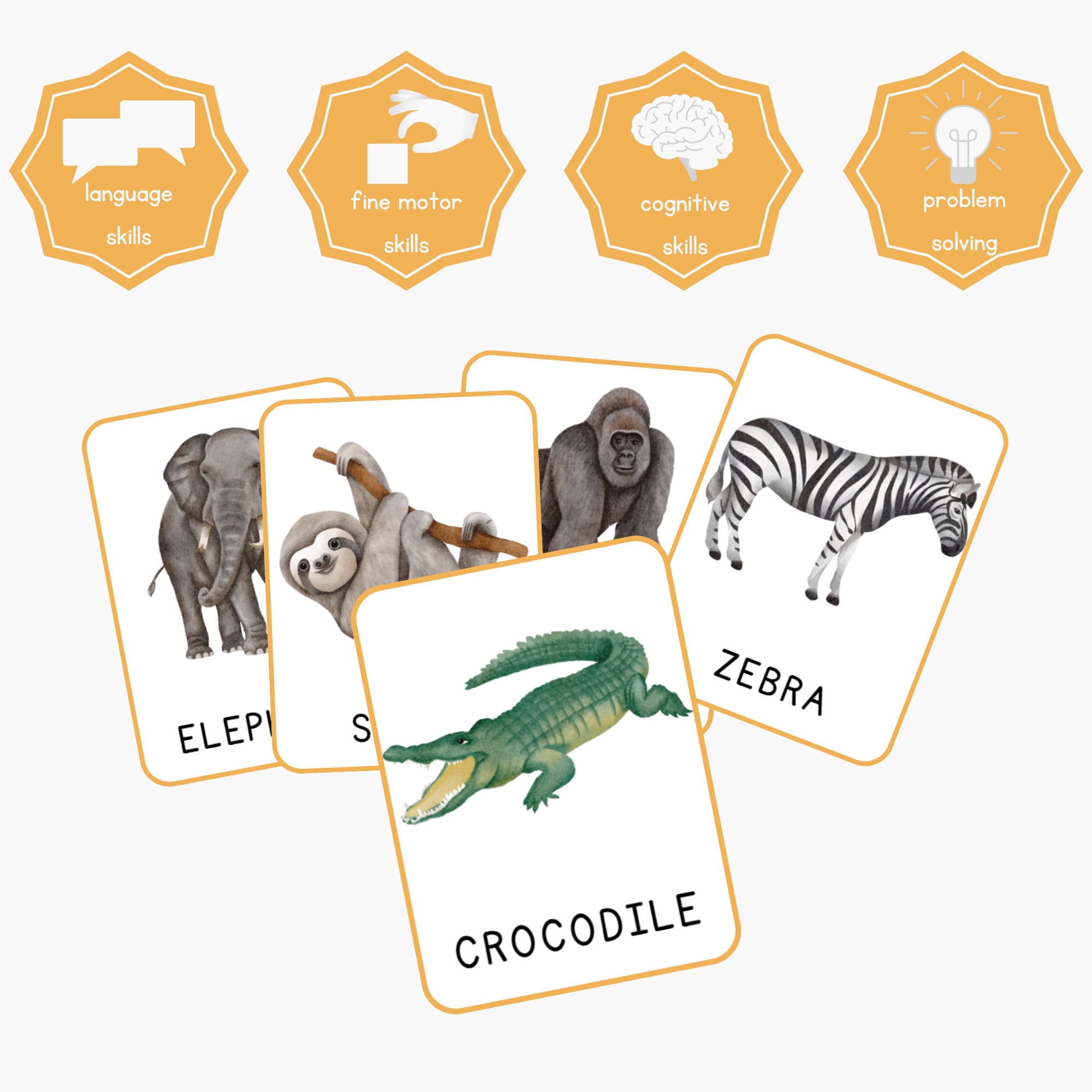 Toddler/pre-k Zoo Animal Flashcards - Etsy