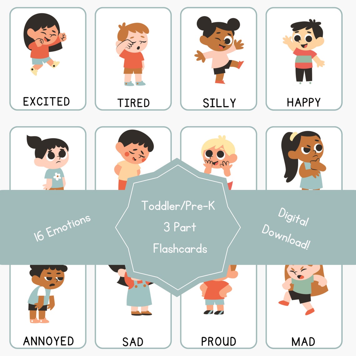 Toddler/pre-k Emotions Flashcards - Etsy