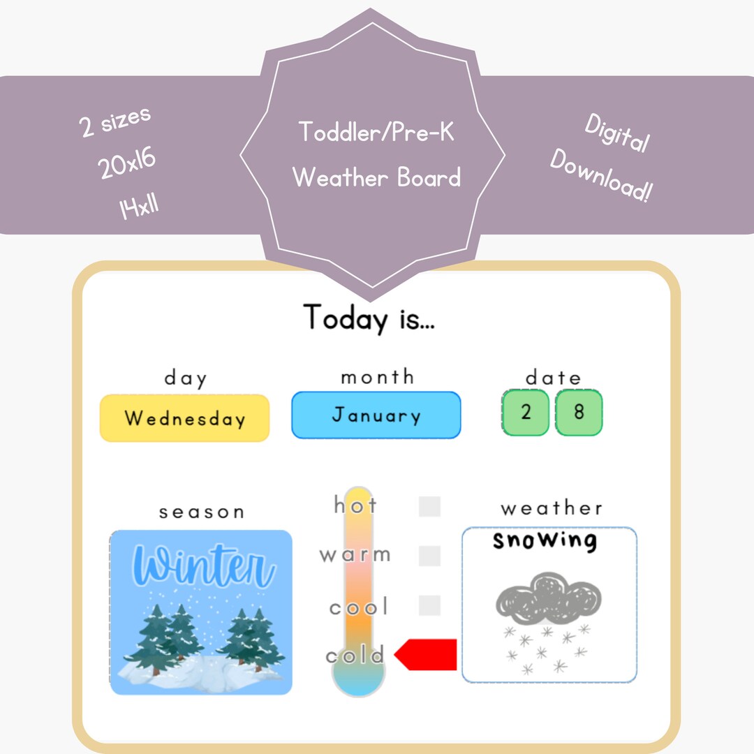 Toddler/pre-k Weather Board - Etsy
