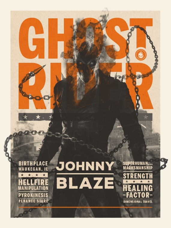 Ghost Rider Print Comic Book Style 12x16 In. - Etsy