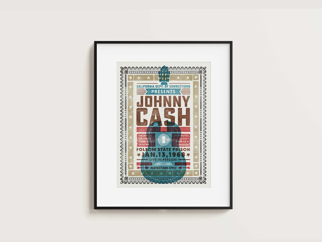 Johnny Cash Letterpress Style Print (12x16) In. - Etsy