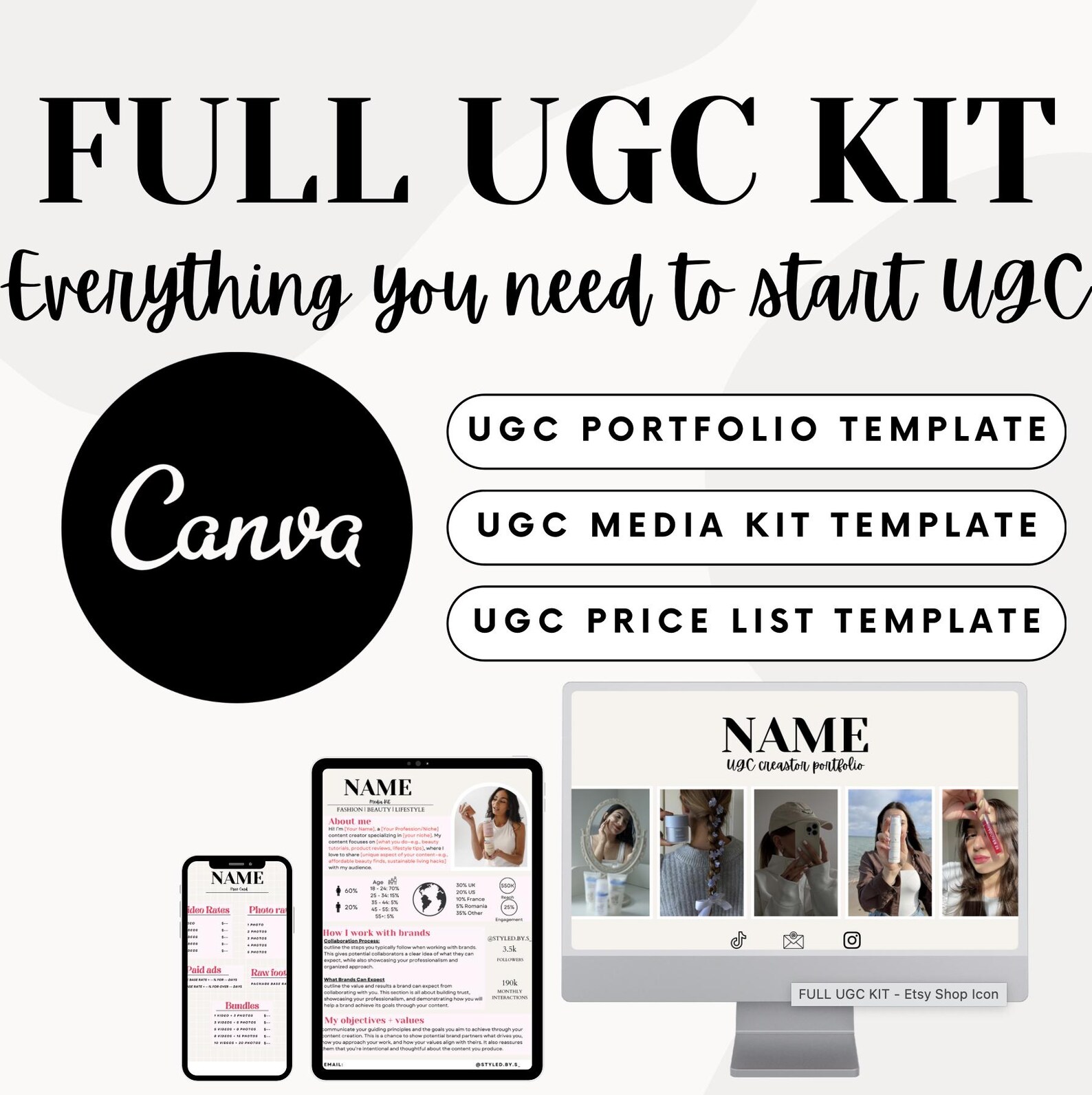 Full UGC Kit Everything You Need to Start UGC, Portfolio, Media Kit ...