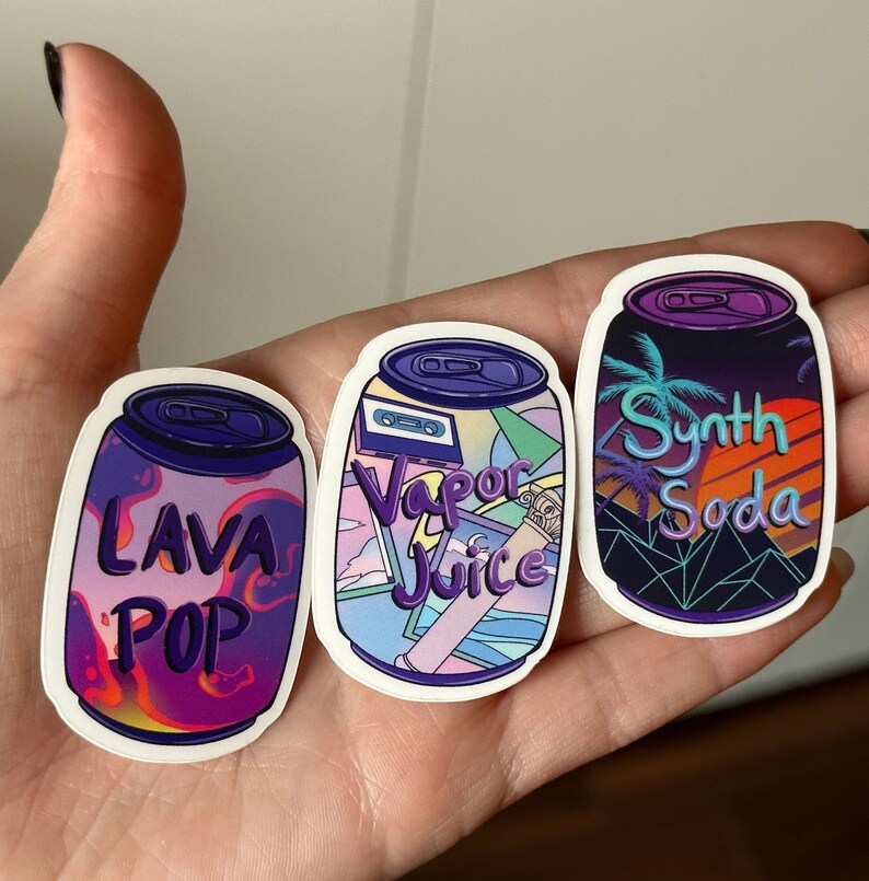 Synthwave Vaporwave Soda Can Stickers - Etsy