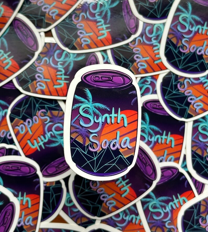 Synthwave Vaporwave Soda Can Stickers - Etsy