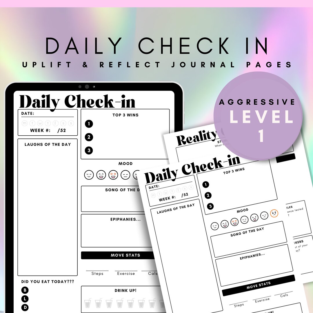 Aggressive Level 1 Daily Check-in Journal Printable With Bonus ...