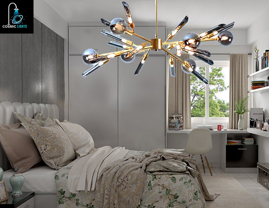 24 Irregular Smoke Grey Glass Chandelier Modern Glass Chandelier Modern ...