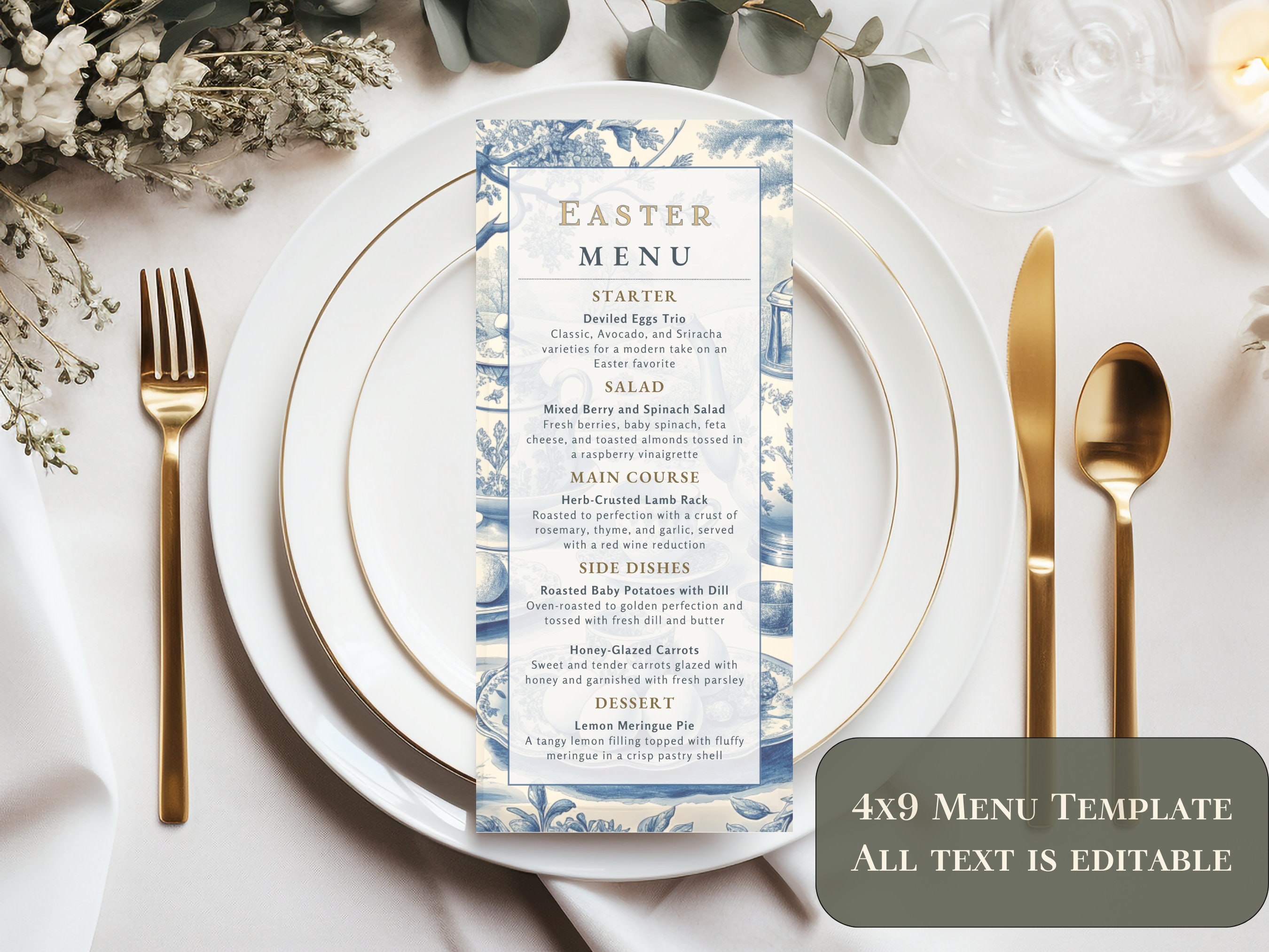 Editable Easter Bunny Themed Menu Cards, Easter Food Menu Template ...