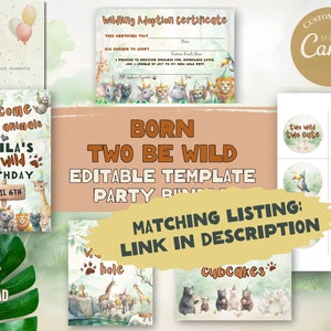 Two Wild Birthday Invitation, Safari Jungle Theme (editable Canva ...
