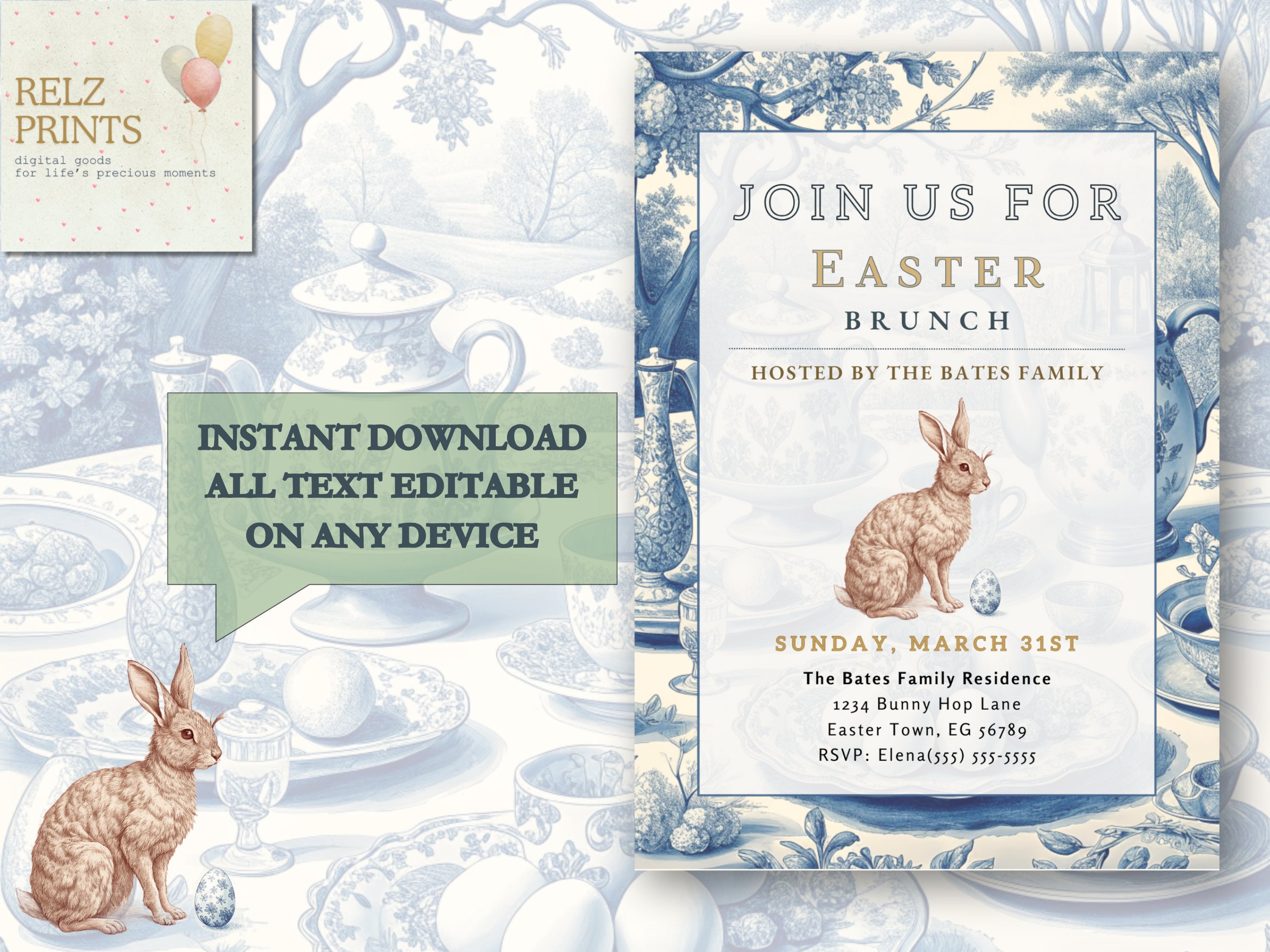 Easter Brunch Invitation, Easter Brunch Invite, Easter Invitation ...
