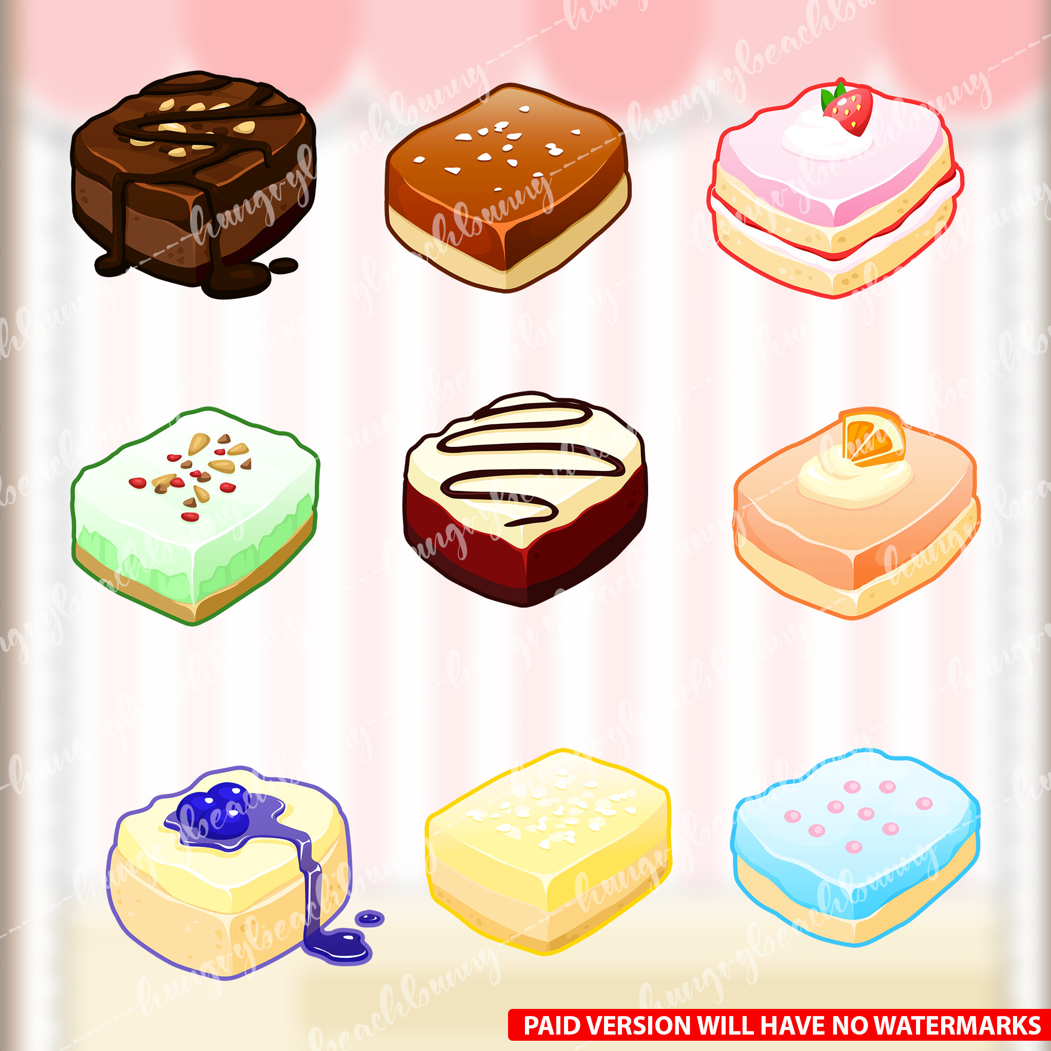 Mini Cakes Clip Art: Cute Food Clipart, Cakes, Desserts PNG, Sweets ...