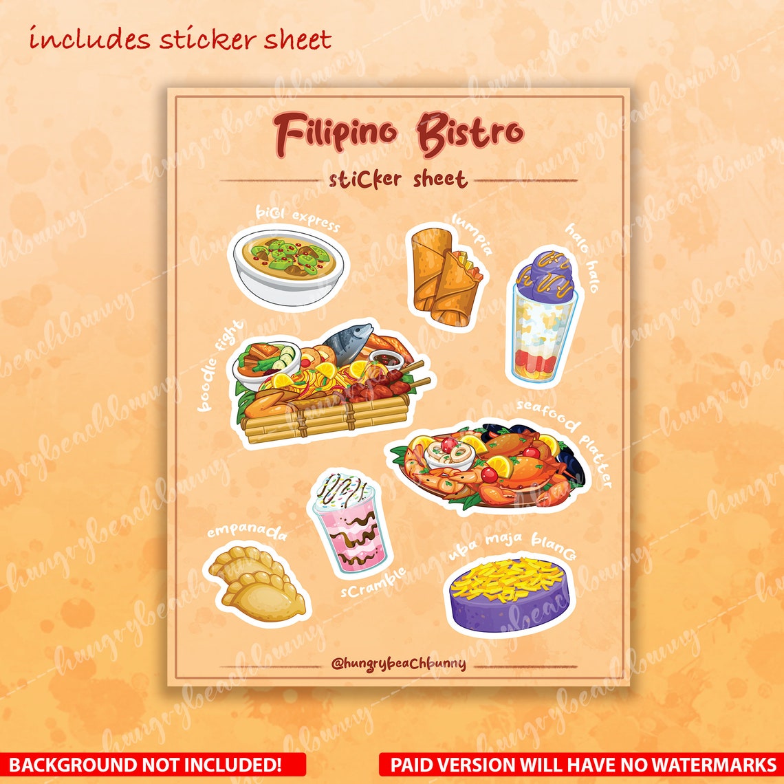 Filipino Bistro Food Clipart: Cafe, Food Art, Sticker, PNG 8 High ...