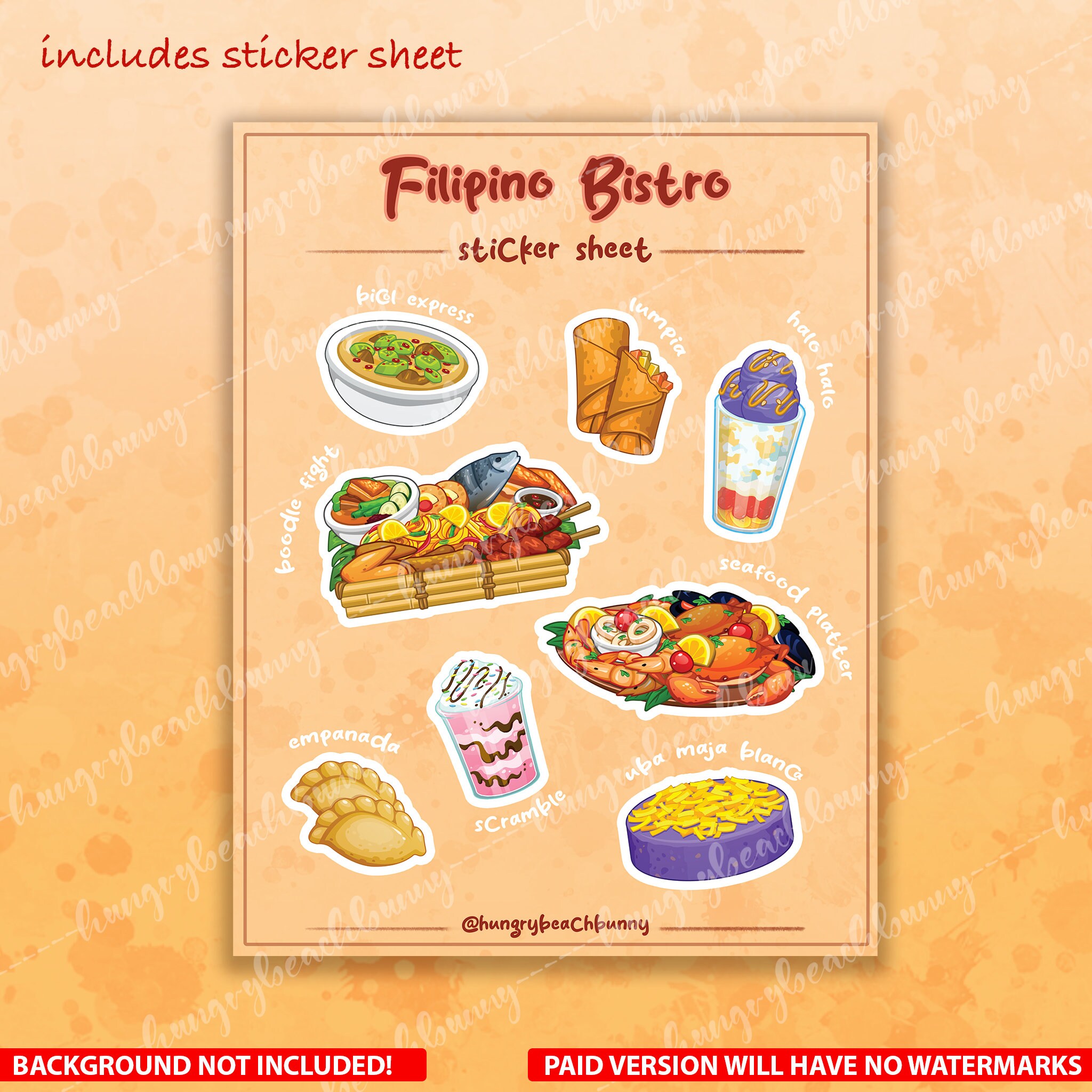 Filipino Bistro Food Clipart: Cafe, Food Art, Sticker, PNG 8 High ...