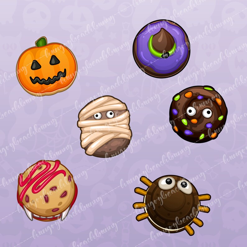 Spooky Cookies Clipart: Halloween Cute Treats Sticker PNG - Etsy